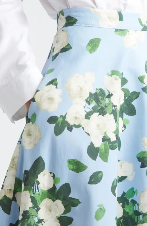 Carolina Herrera Rose Print Midi Skirt