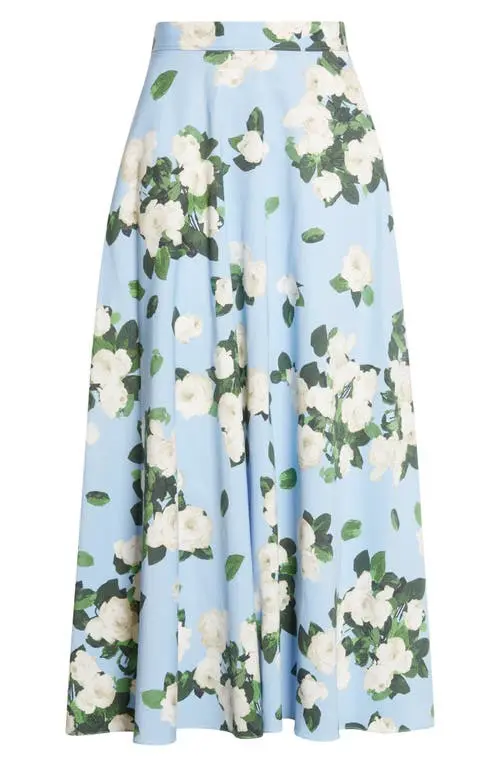 Carolina Herrera Rose Print Midi Skirt