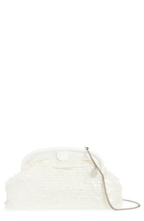 Stella McCartney Oversize Falabella Padded Soft Paillette Clutch With Chain - White