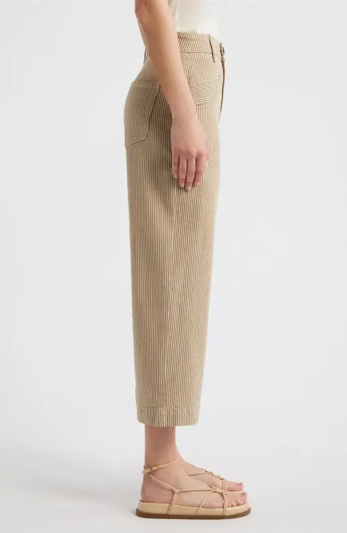 CITY BLUES Stripe Patch Pocket Crop Wide Leg Pants