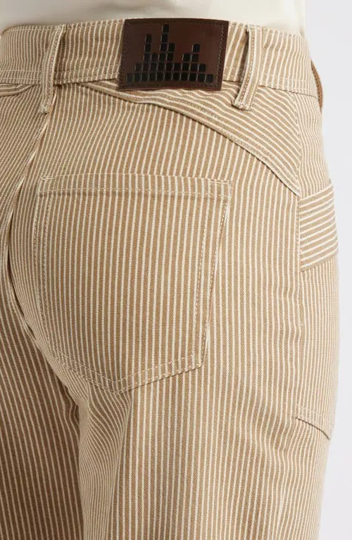 CITY BLUES Stripe Patch Pocket Crop Wide Leg Pants