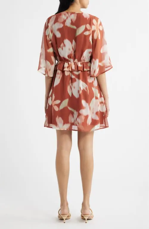 CITY BLUES Floral Print V-neck Mini Dress