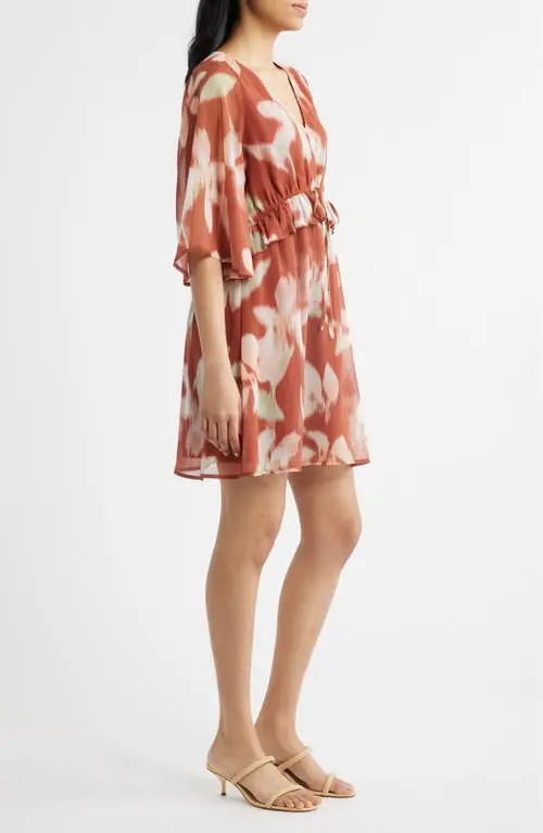 CITY BLUES Floral Print V-neck Mini Dress