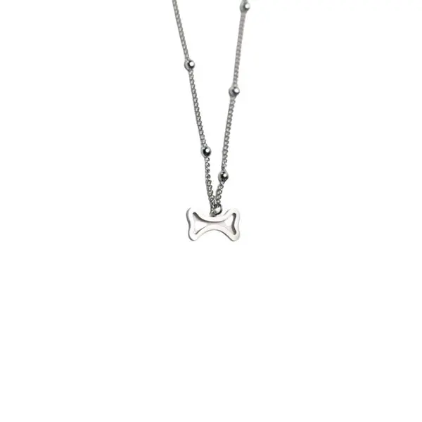 ISKRA Bone Pendant Necklace In Stainless Steel - Silver