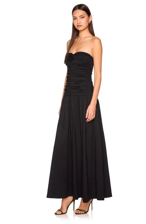 Susana Monaco Strapless Maxi Dress With Floral Detail - Black