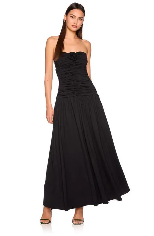 Susana Monaco Strapless Maxi Dress With Floral Detail - Black