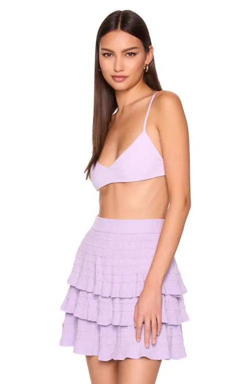 Susana Monaco Pointelle Tiered Sweater Miniskirt - Potion