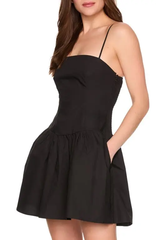 Susana Monaco Drop Waist Poplin Mini Dress - Black