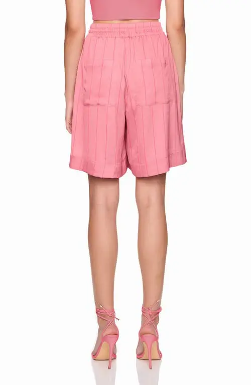 Susana Monaco Crinkle Stripe Satin Boxer Shorts - Rosa