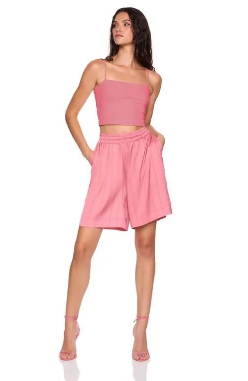 Susana Monaco Crinkle Stripe Satin Boxer Shorts - Rosa