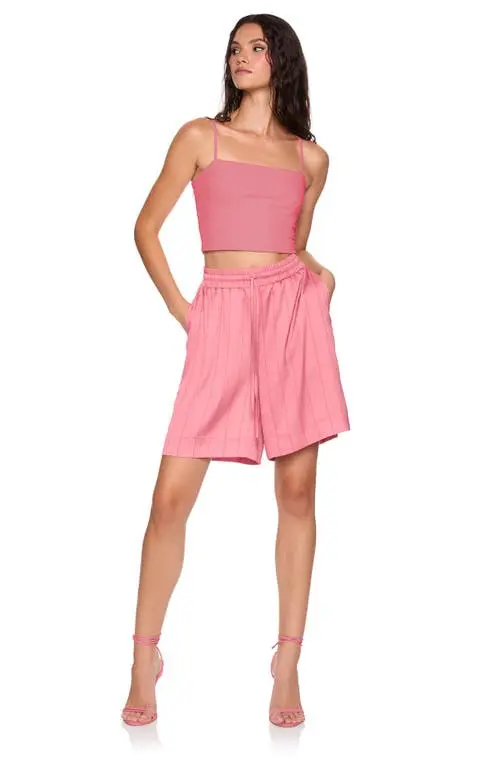 Susana Monaco Crinkle Stripe Satin Boxer Shorts - Rosa