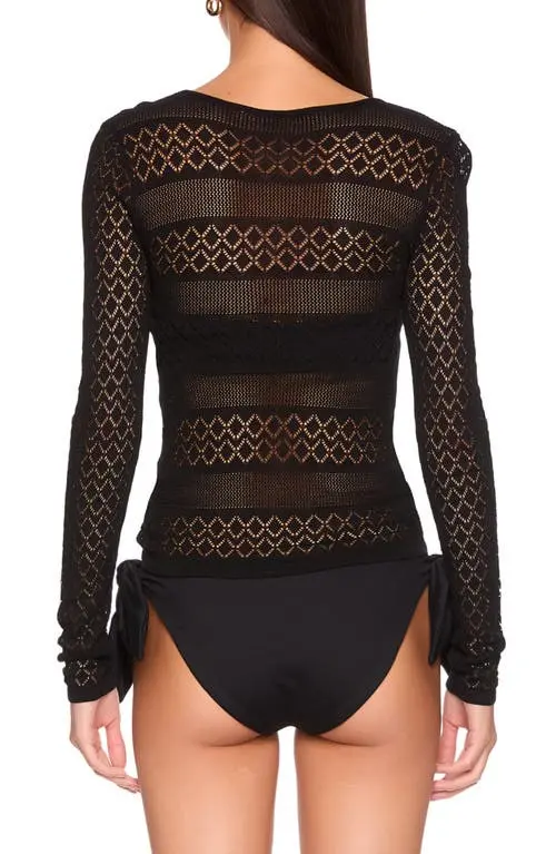 Susana Monaco Pointelle Knit Long Sleeve Sweater