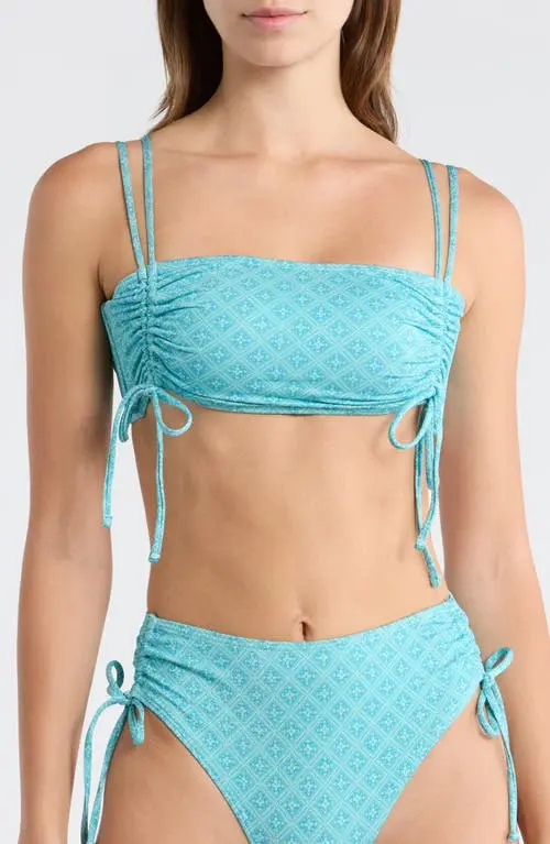 Rip Curl Moon Geo Metallic Ruched Bikini Top - Blue
