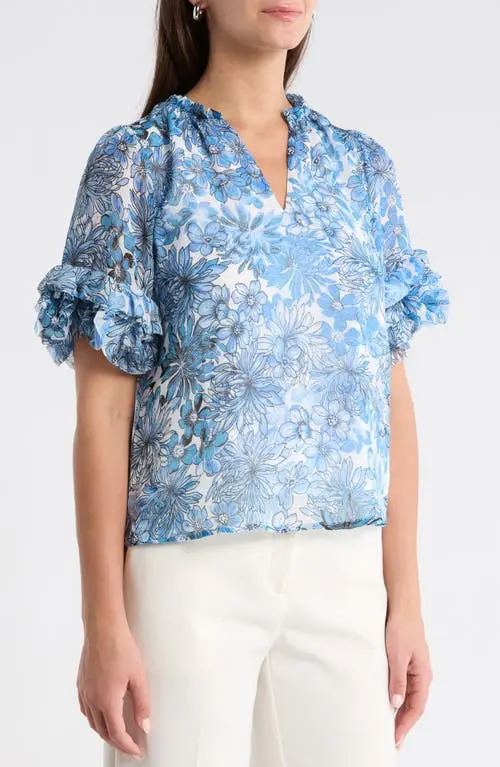 SUGARLIPS Tierra Floral Ruffle Trim Top