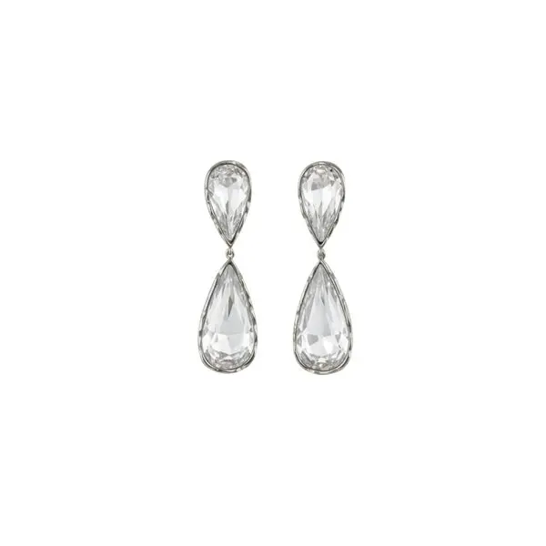 ISKRA Crystal Drop Earrings - Silver/white