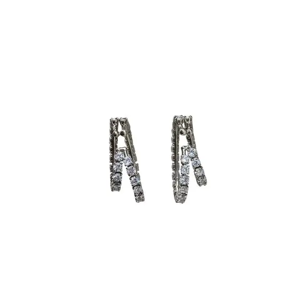 ISKRA Double Crystal Ear Cuffs In Platinum-plated Sterling - Silver