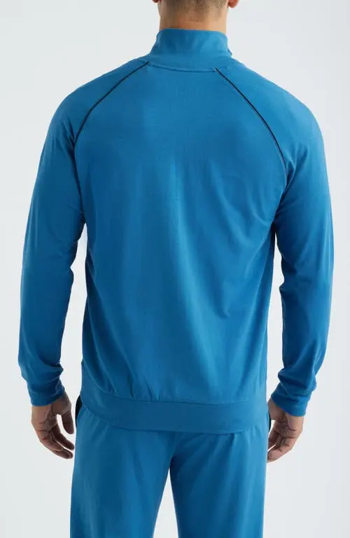 BOSS Mix Match Stretch Cotton Zip Jacket - Open Blue