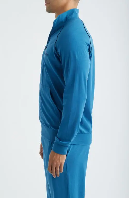BOSS Mix Match Stretch Cotton Zip Jacket - Open Blue
