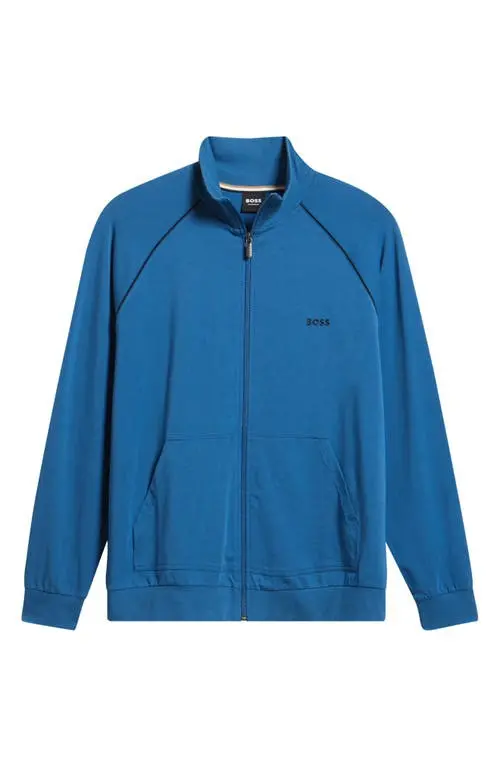 BOSS Mix Match Stretch Cotton Zip Jacket - Open Blue
