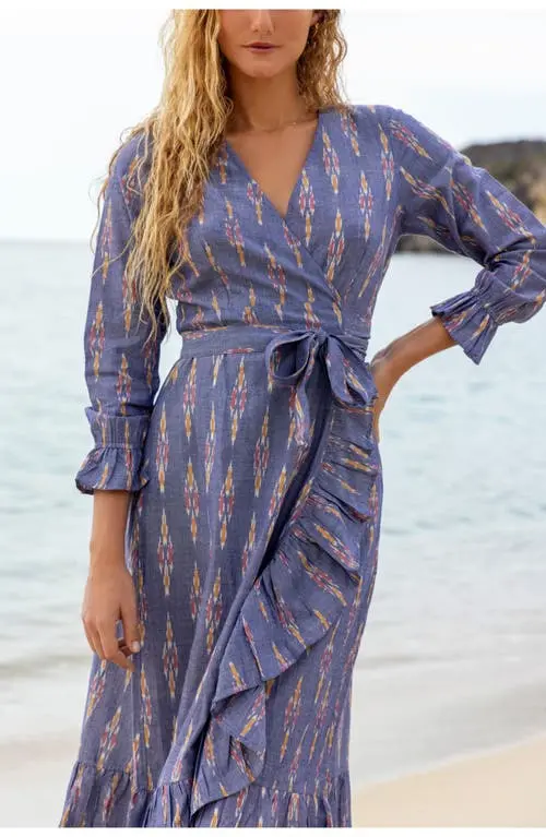 MER ST. BARTH Genevieve Ruffle Wrap Midi Dress