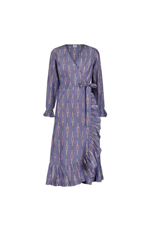 MER ST. BARTH Genevieve Ruffle Wrap Midi Dress