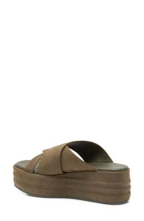 Free People Wanderbay Platform Wedge Slide Sandal - Olive