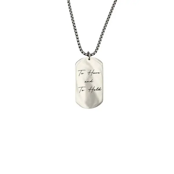 ISKRA To Have & To Hold" Tag Necklace - Silver