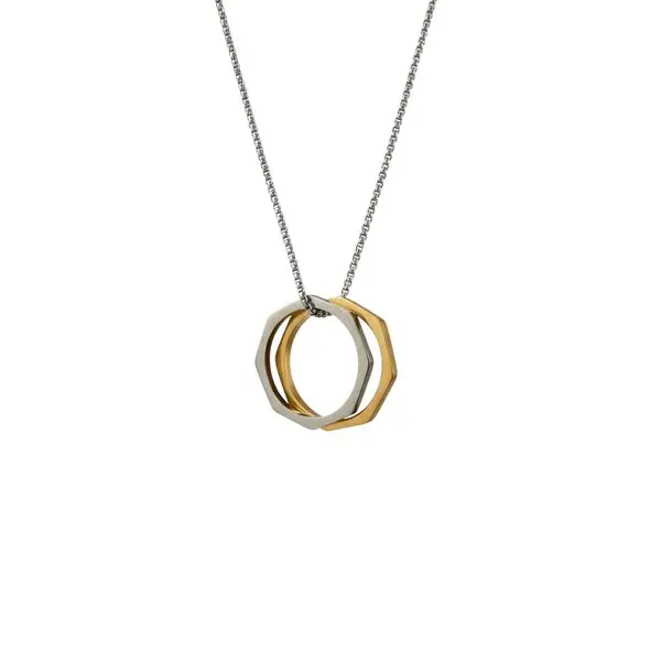 ISKRA Two-tone Interlocking Ring Necklace - Silver/gold