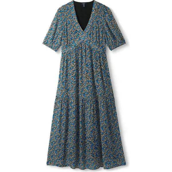 HATLEY Willow Mini Vines Tiered Dress - Black