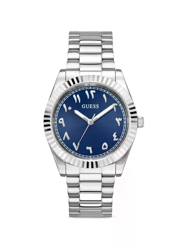 Guess 42mm Watch With Dial And Fluted Bezel - Blue