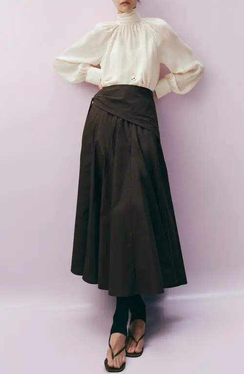 Mango Ruffle Balloon Sleeve Semisheer Top
