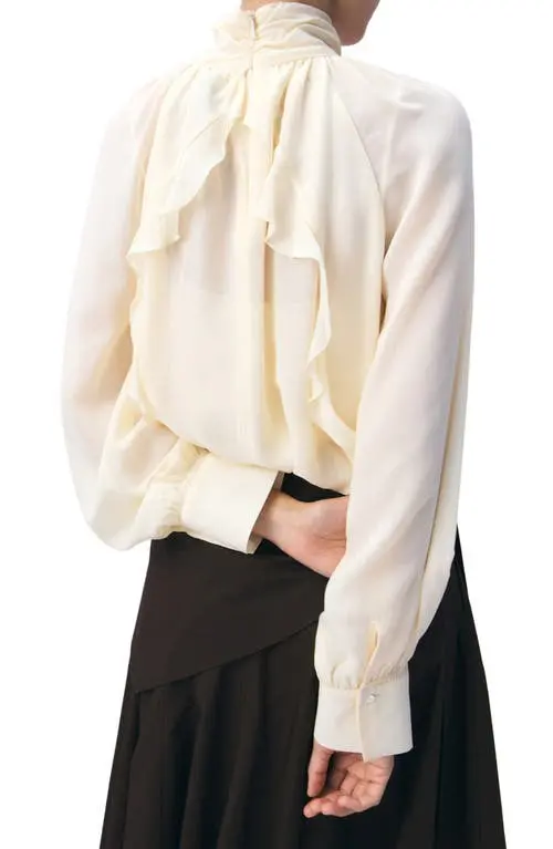 Mango Ruffle Balloon Sleeve Semisheer Top