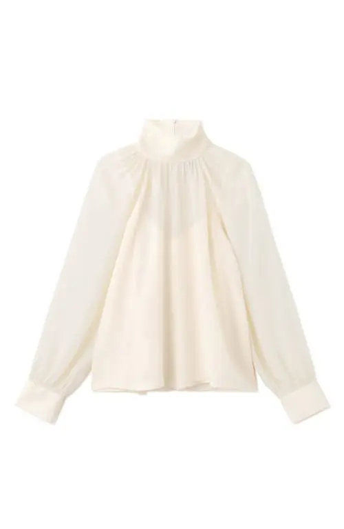 Mango Ruffle Balloon Sleeve Semisheer Top
