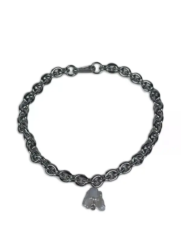 Simone Rocha Tone Pearl Pendant Chain Necklace - Silver