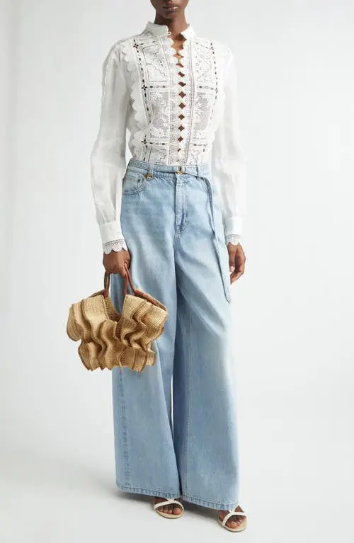 Zimmermann Aster Embroidered Lace And Eyelet Shirt