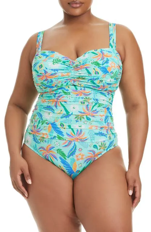 BLEU BY ROD BEATTIE Mio Underwire Shirred One-piece Swimsuit - Turq