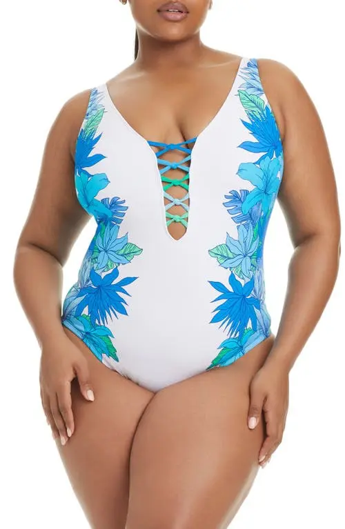 BLEU BY ROD BEATTIE Mio Lace Down One-piece Swimsuit - Cool