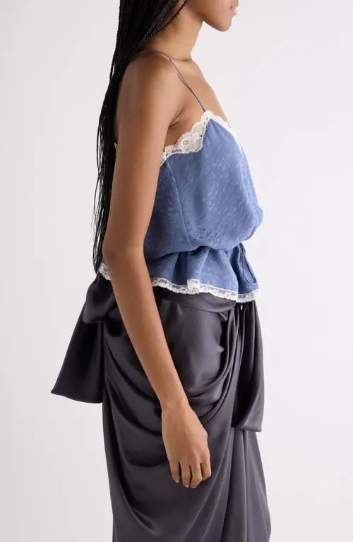 Chloé Lace Trim Floral Silk Jacquard Camisole Top