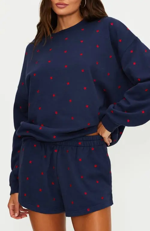 Beach Riot Embroidered Star Oversize Sweatshirt - Star Spangled Seas