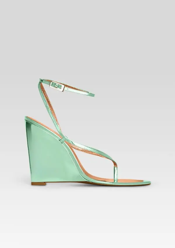 Retrofete Namby Wedge Metallic Sandals - Metallic Mint