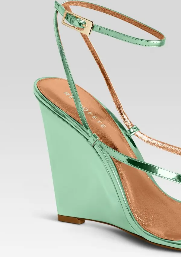 Retrofete Namby Wedge Metallic Sandals - Metallic Mint