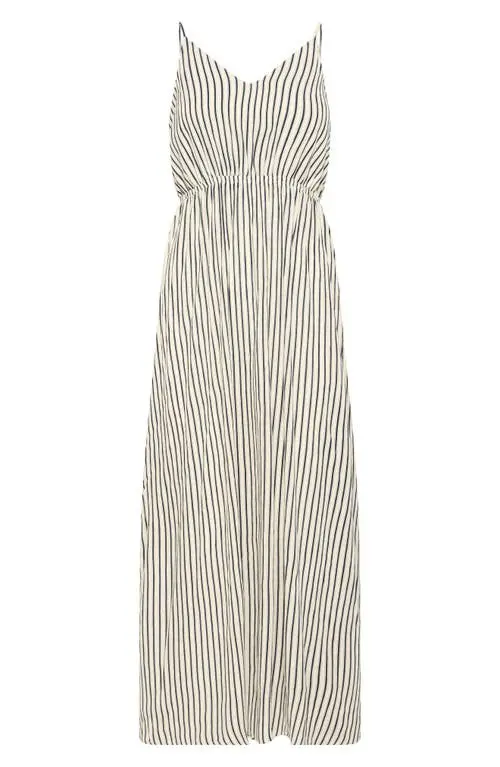 ICHI Stripe Maxi Dress With Open Back