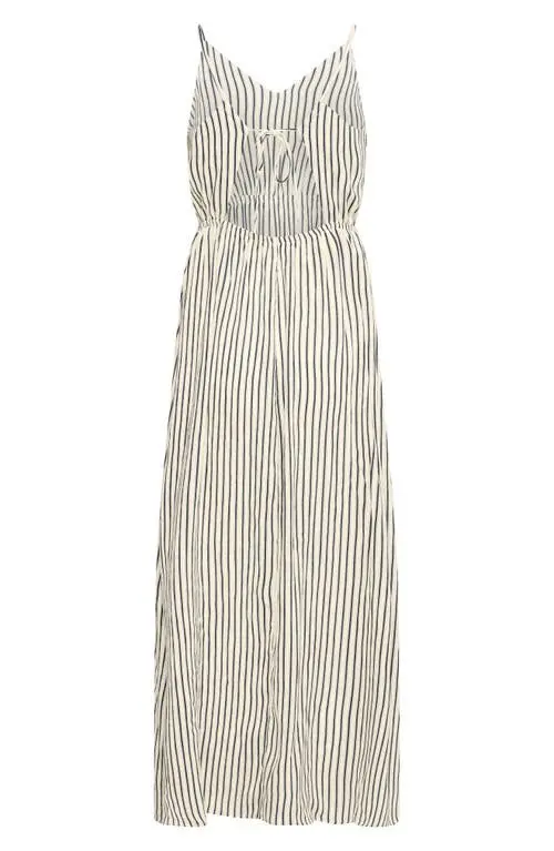 ICHI Stripe Maxi Dress With Open Back