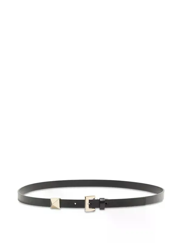 Valentino Garavani Shiny Calfskin Side Stud Belt 15mm - Black