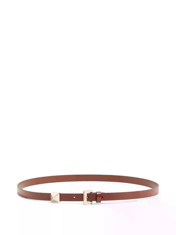 Valentino Garavani Shiny Calfskin Side Stud Belt - Brown