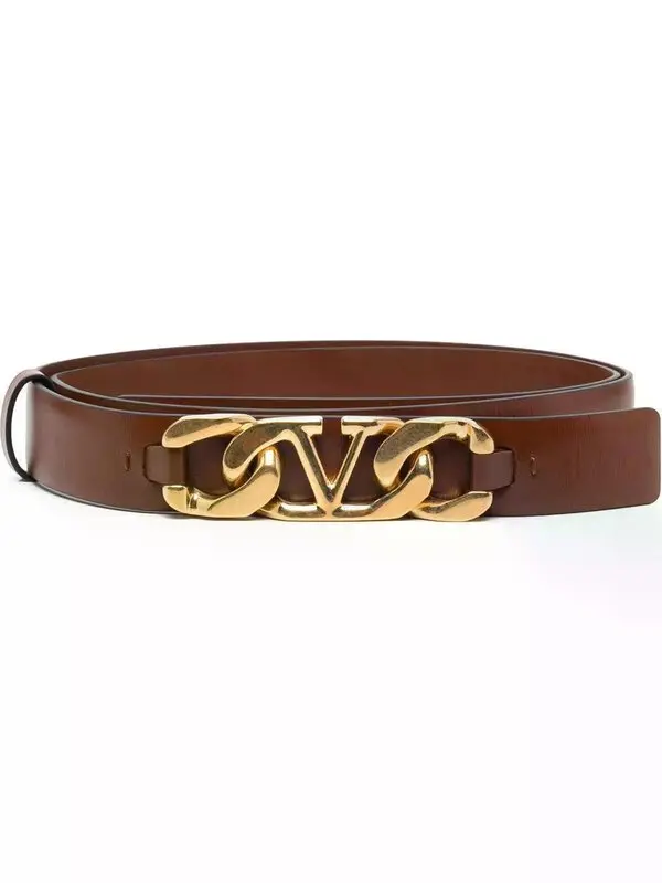 Valentino Garavani Vchain Leather Belt - Brown