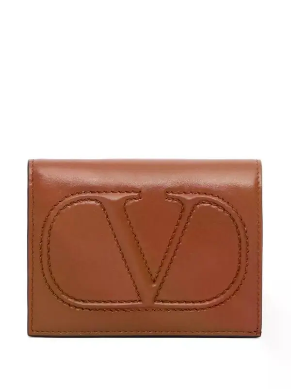 Valentino Garavani Vlogo Walk Small Calfskin Wallet - Brown
