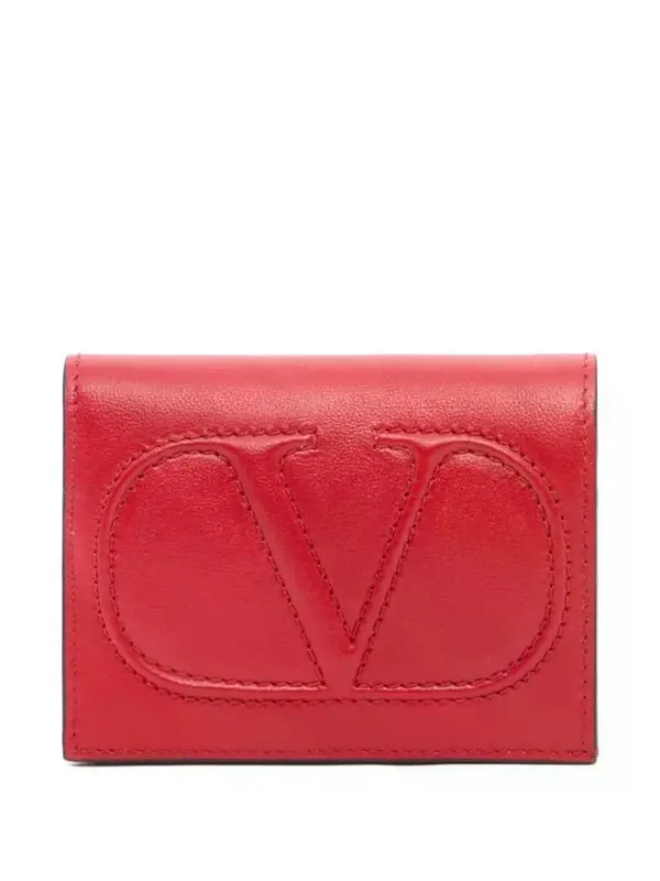 Valentino Garavani Small Vlogo Wallet In Calfskin - Red