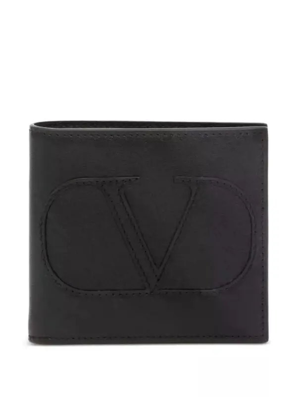Valentino Garavani Vlogo Signature Xl Calfskin Leather Wallet - Black