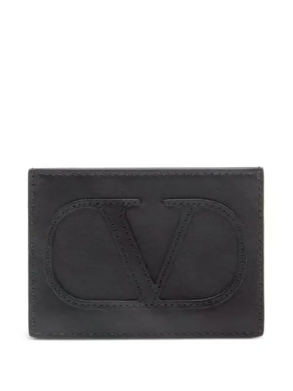 Valentino Garavani Vlogo Signature Xl Card Holder In Calfskin - Black